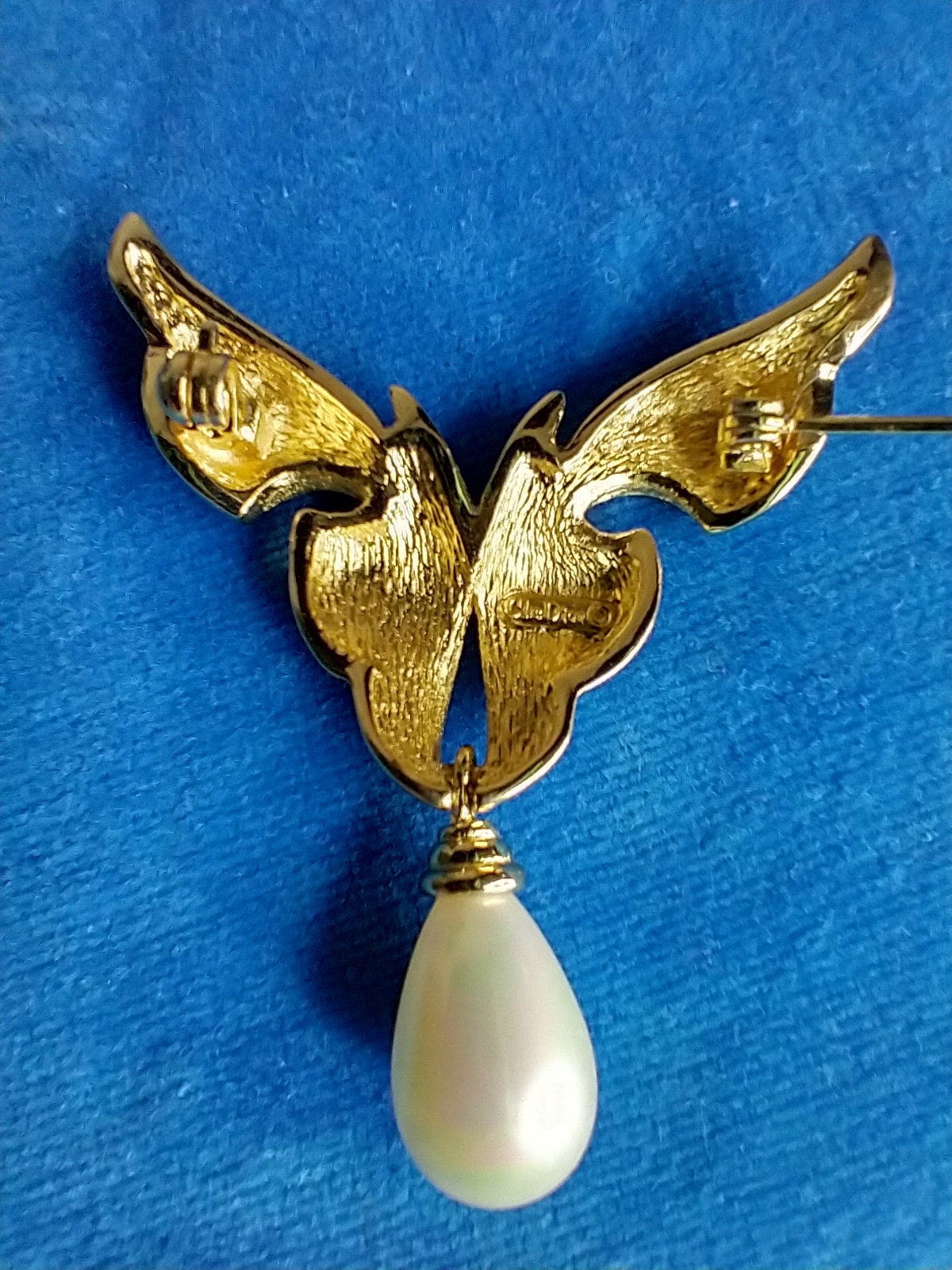 Dior Brooch With Drop Pearl Gold Tone With Rhinestones - Etsy