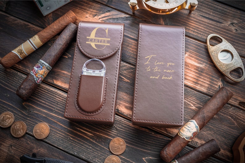 Personalized Cigar Travel Case, Three Cigar Travel Leather Case ...