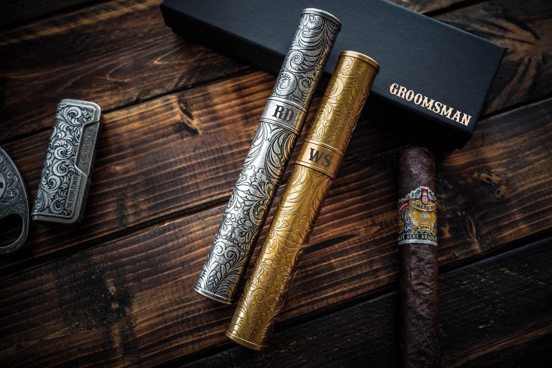 Personalized Stainless Steel Cigar Tube, Groomsman Gift, Antique Travel ...