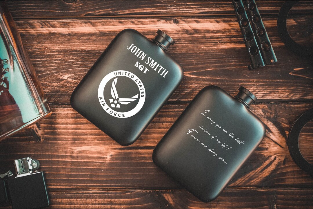 Engraved USAF Flask: Personalized Military Gift, Steel Liquor Flask - Etsy