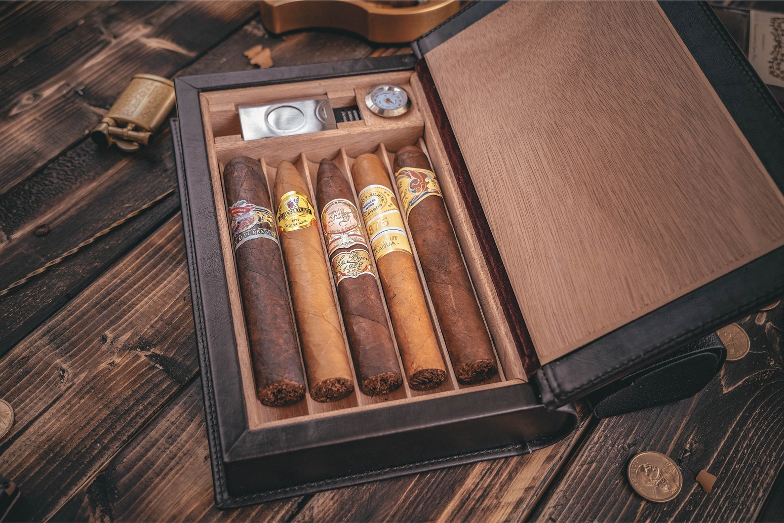 Travel Cigar Case Humidor With Accessories Husband's - Etsy