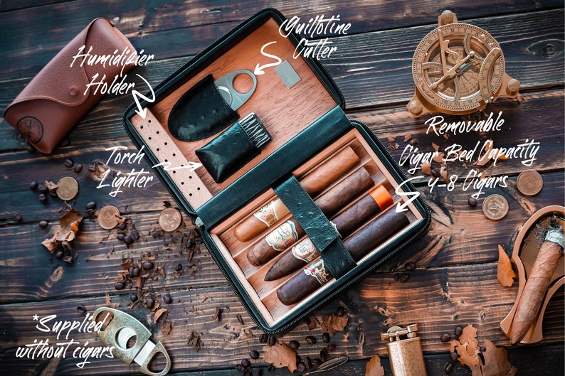Personalized Cigar Set, Gift for Men, Husband Cigar Case, Engraved Gift ...