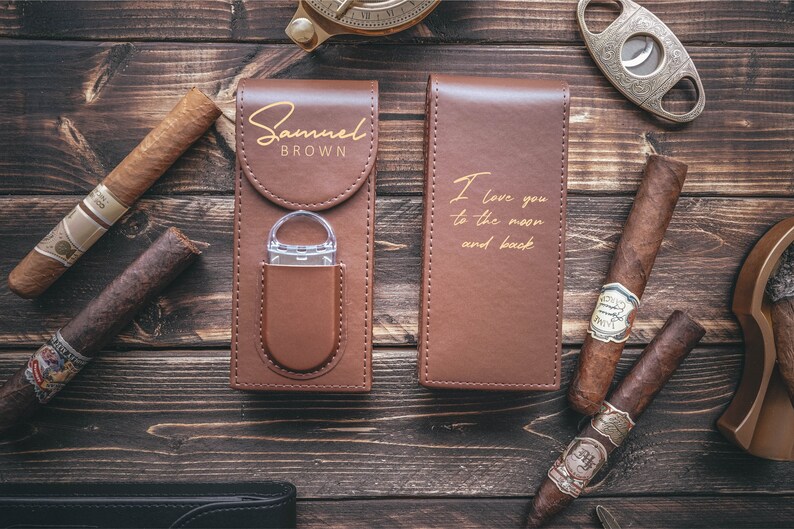 Personalized Cigar Travel Case, Three Cigar Travel Leather Case ...