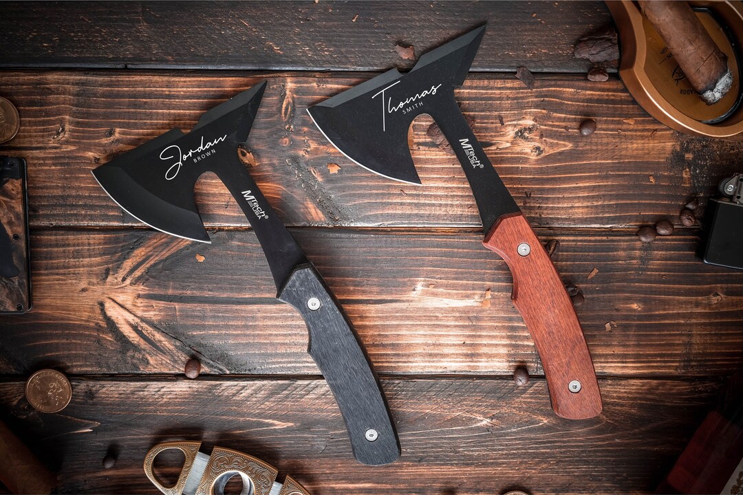 Personalized Throwing Axe: Engraved Groomsmen Gift, Black Stainless ...