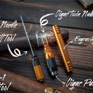 4-in-1 Cigar Draw Tool, Cigar Punch, Cigar Needle, Gold and Black ...