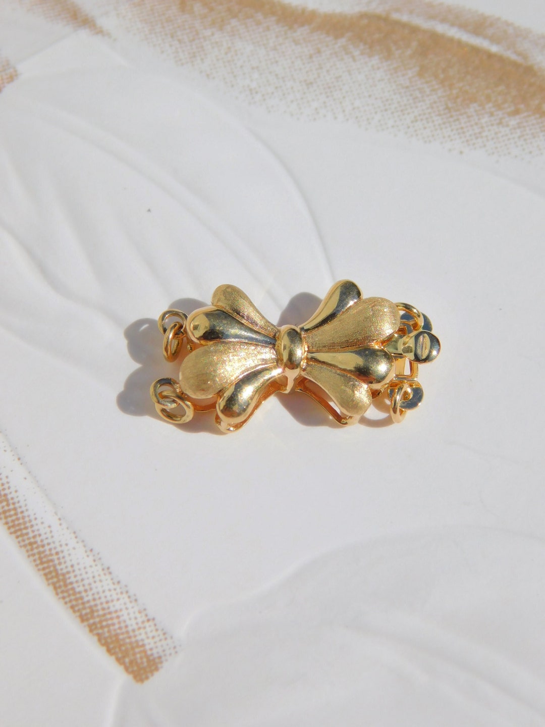 Two-strand Solid 14kt Yellow Gold Necklace Clasp | Safty Clasp | Bow ...