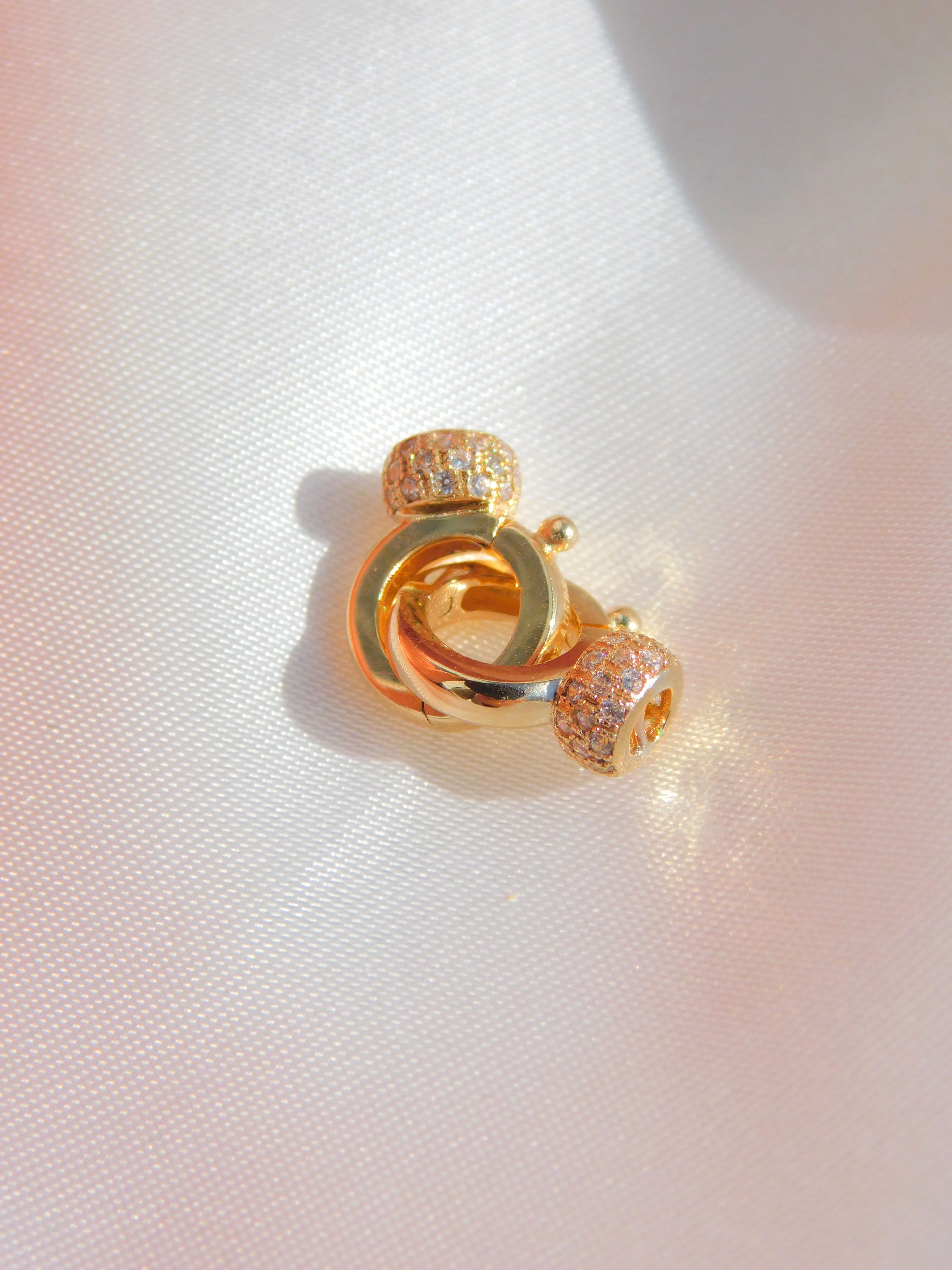 Solid 14kt Yellow Gold Clasps Push Lock Round Clasps Interlocking Rings ...