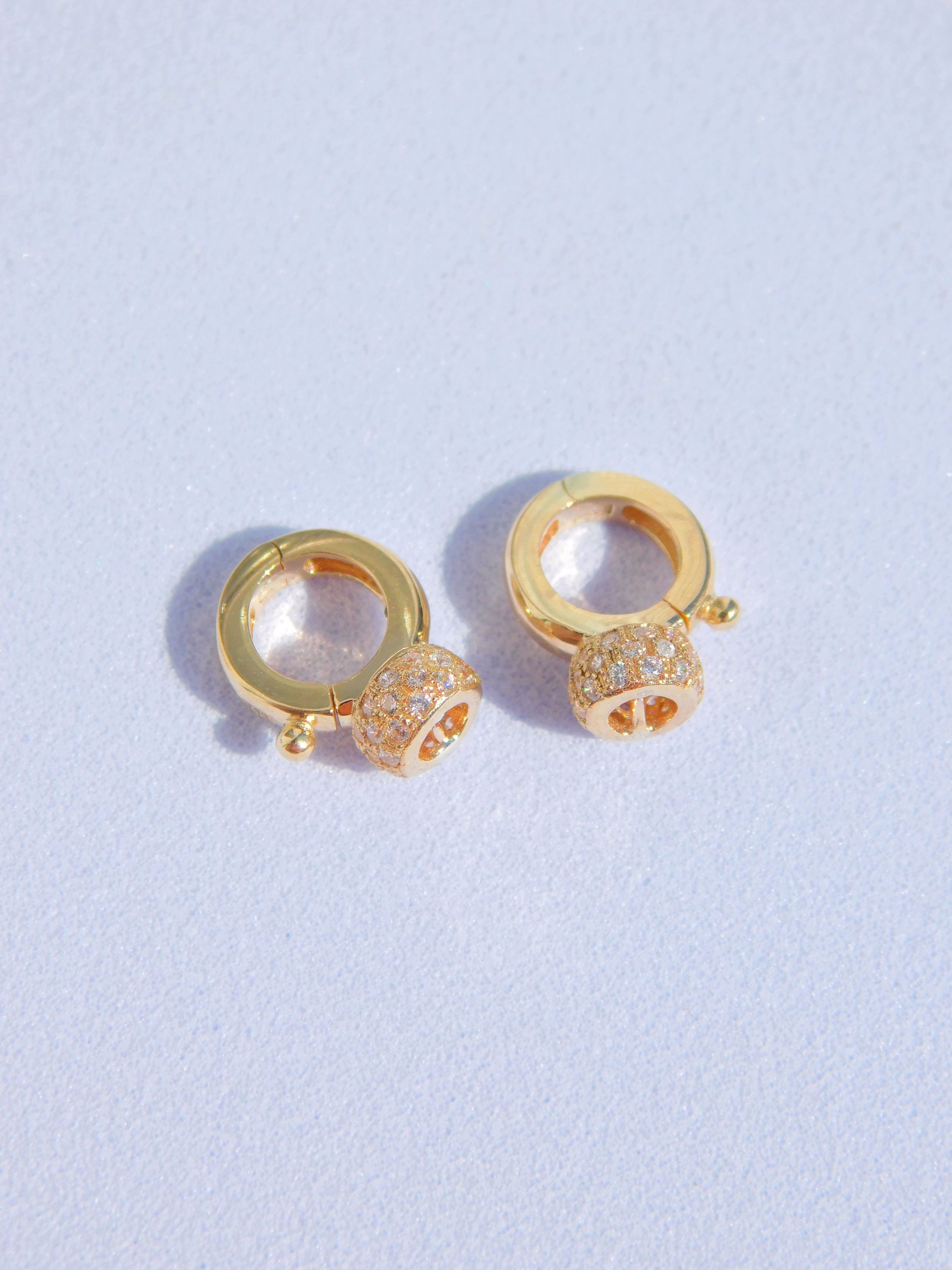 Solid 14kt Yellow Gold Clasps Push Lock Round Clasps Interlocking Rings ...