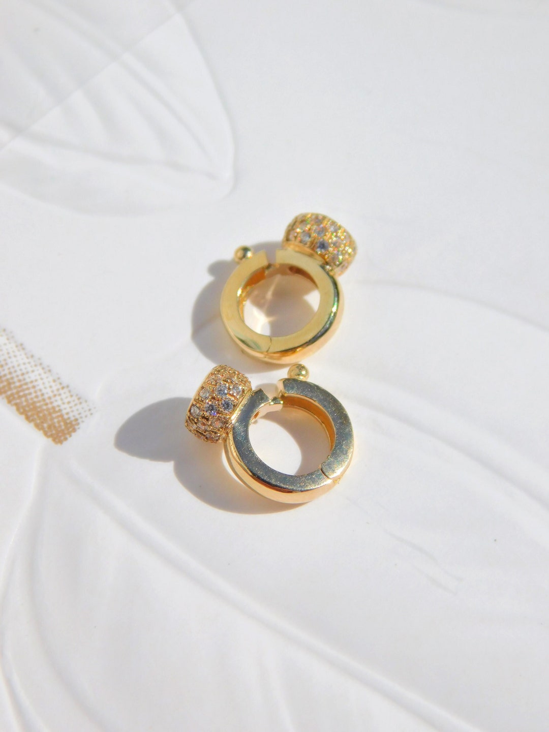 Solid 14kt Yellow Gold Clasps Push Lock Round Clasps Interlocking Rings ...