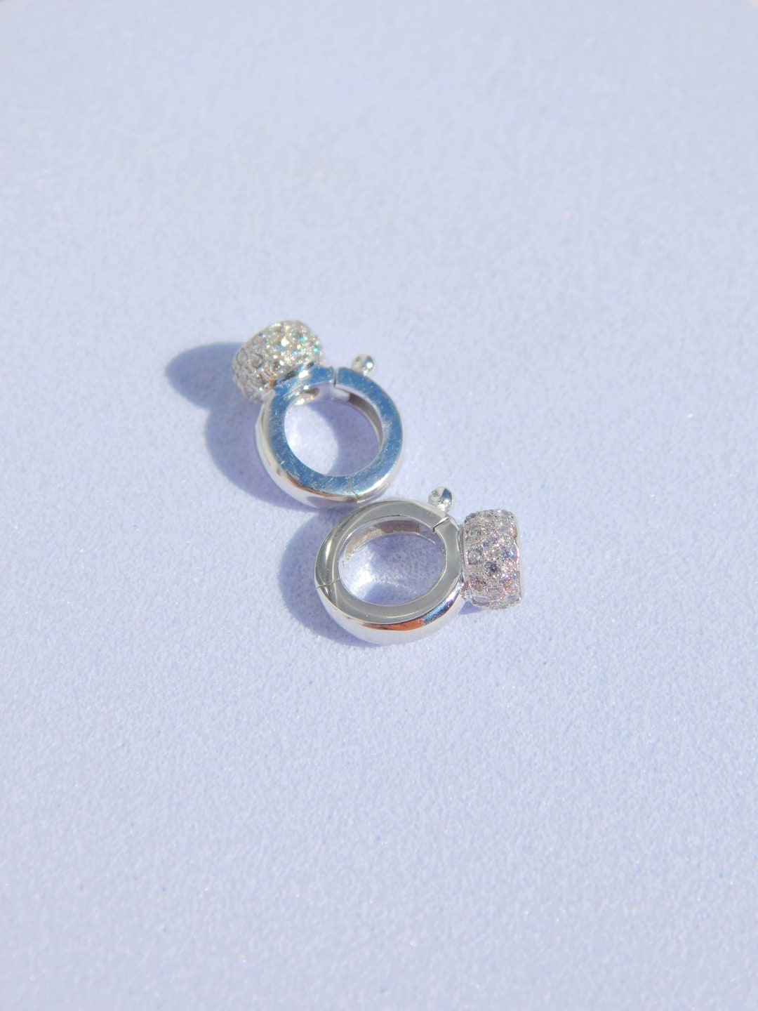 Solid 14kt White Gold Clasps Push Lock Round Clasps Interlocking Rings ...