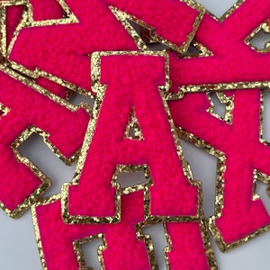Chenille Embroidered Letters Patch, Fabric Letters, Gold Glittertrim ...