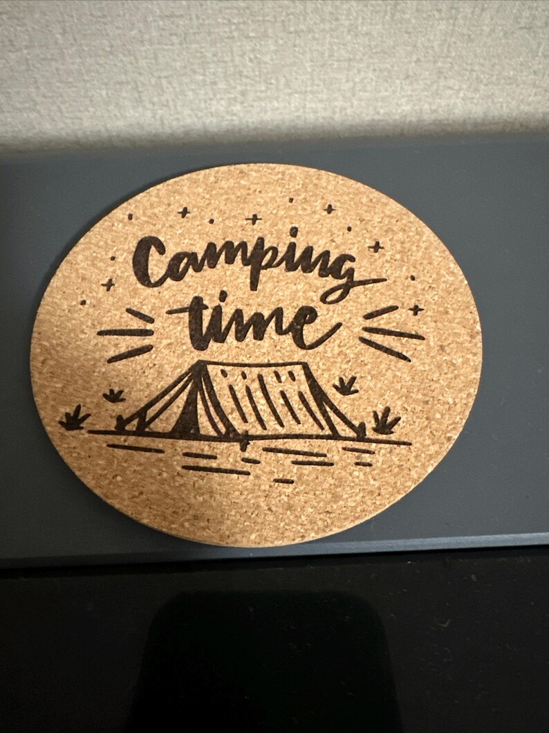 Custom Camping Adventure Engraved Cork Coasters Set of 4 - Etsy