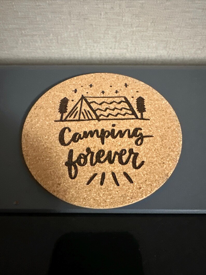 Custom Camping Adventure Engraved Cork Coasters Set of 4 - Etsy