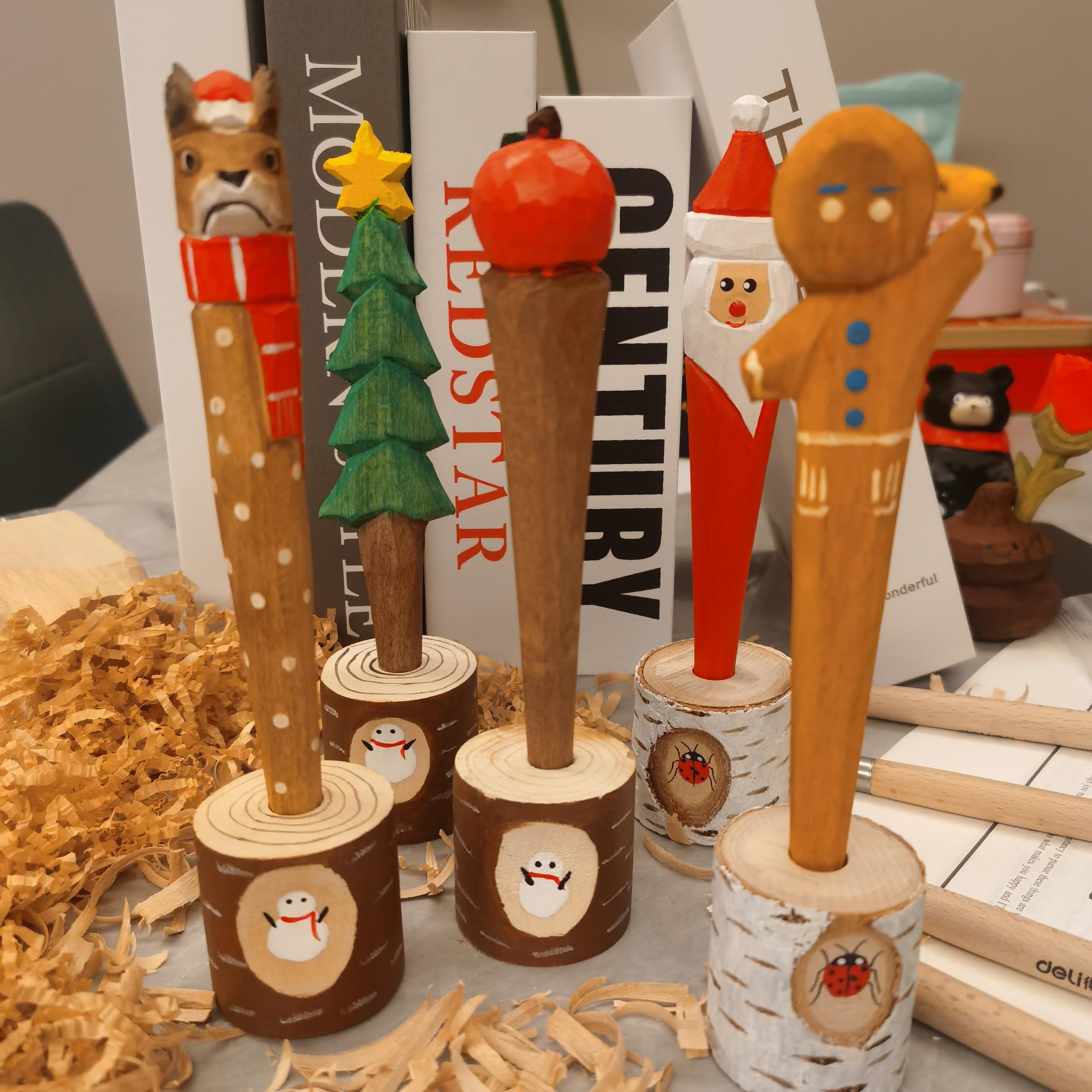 Christmas Style Pen｜desktop Ornament｜handcraft Wooden｜decoration ...