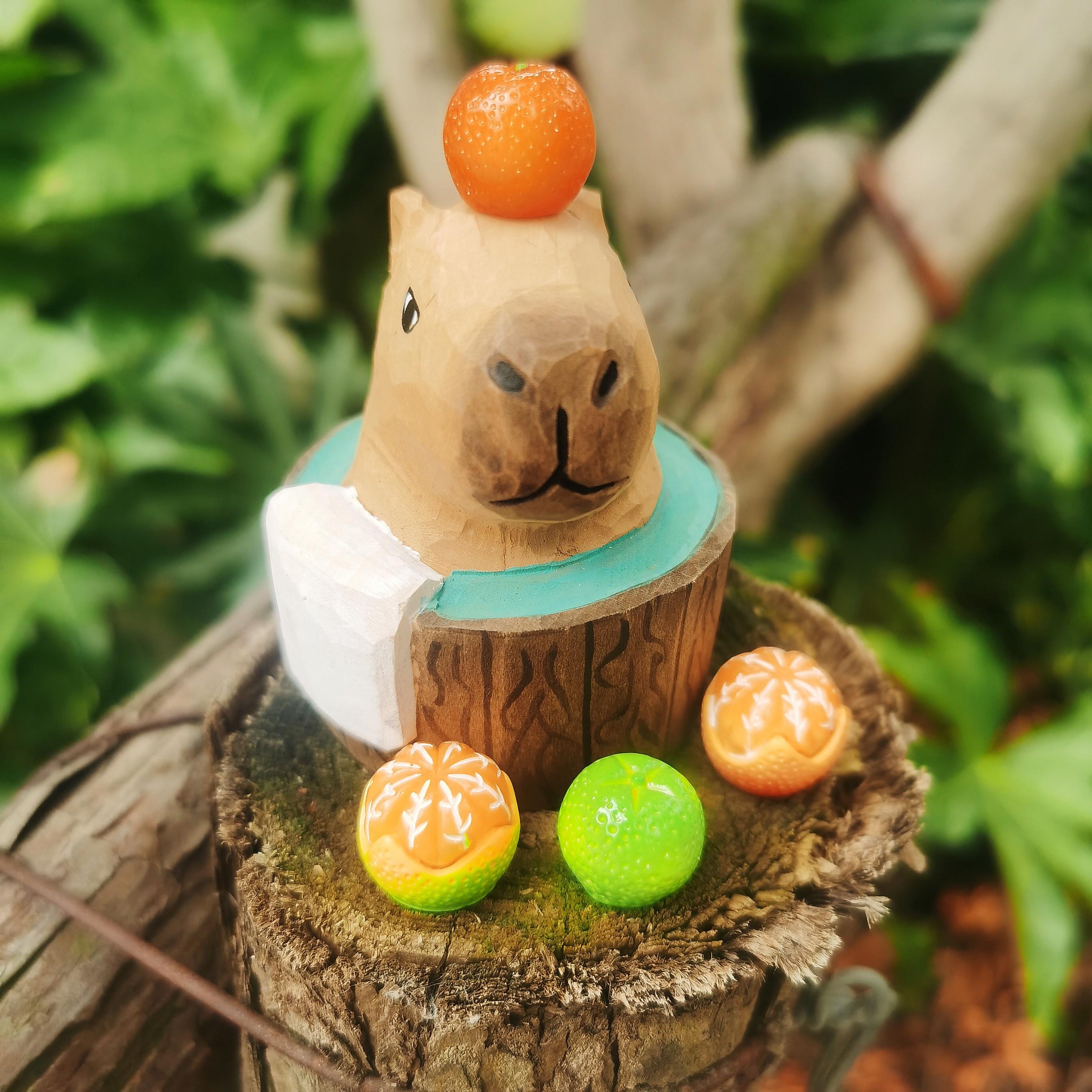 Eco-friendly Hand-carved Capybara Figurine – Wooden Hot Spring Animal ...