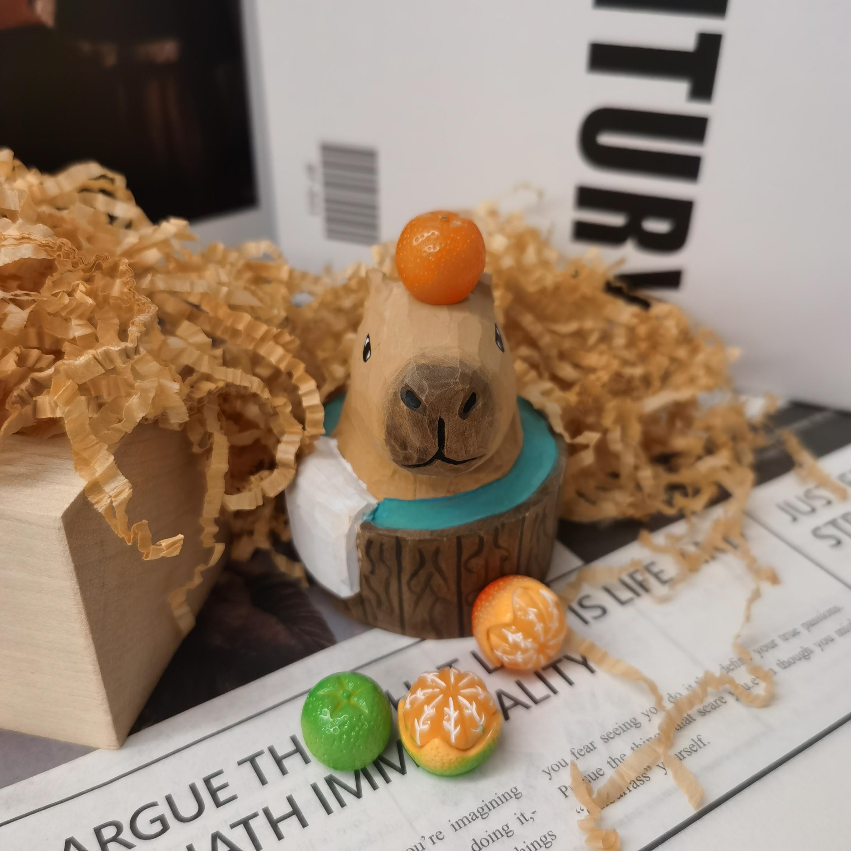 Eco-friendly Hand-carved Capybara Figurine – Wooden Hot Spring Animal ...