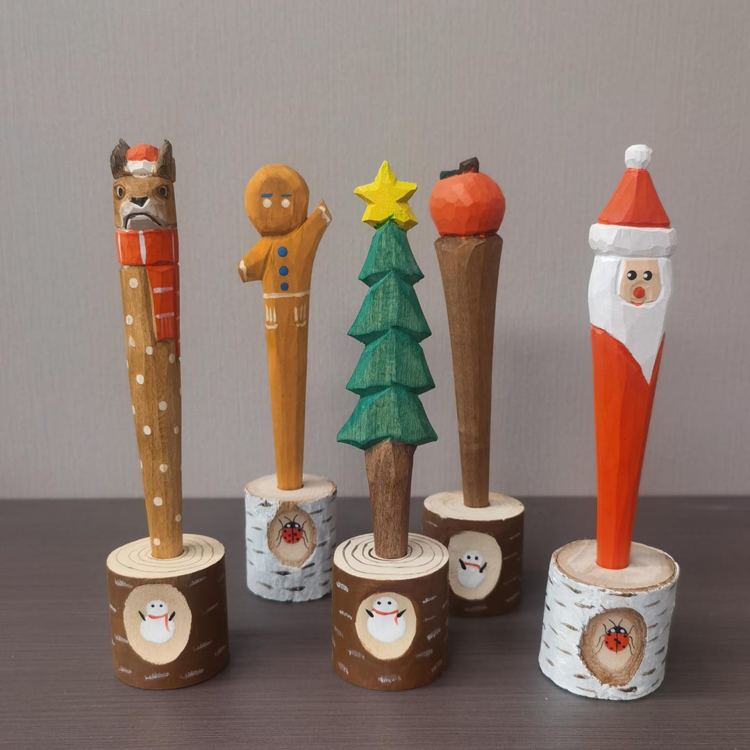Christmas Style Pen｜desktop Ornament｜handcraft Wooden｜decoration ...