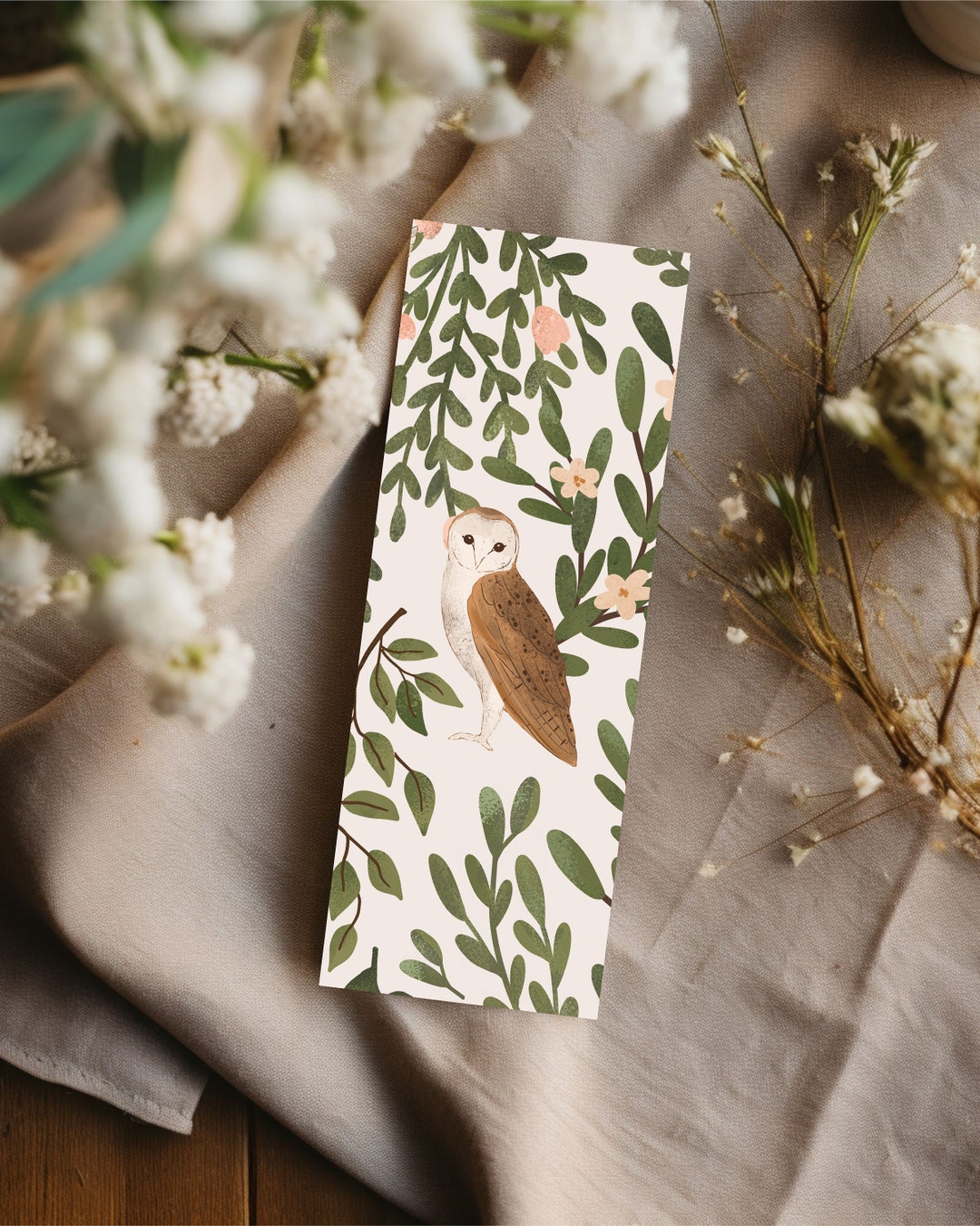 Owl and Leaves Bookmark, Cute Whimsical Art, Bookmarks, Frogflower ...