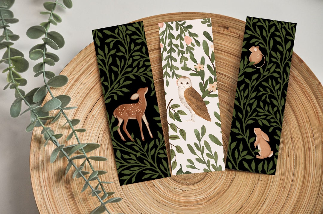 Whimsical Woodland Bookmarks Bundle Pack of 3, Fawn, Bunny and Mouse ...