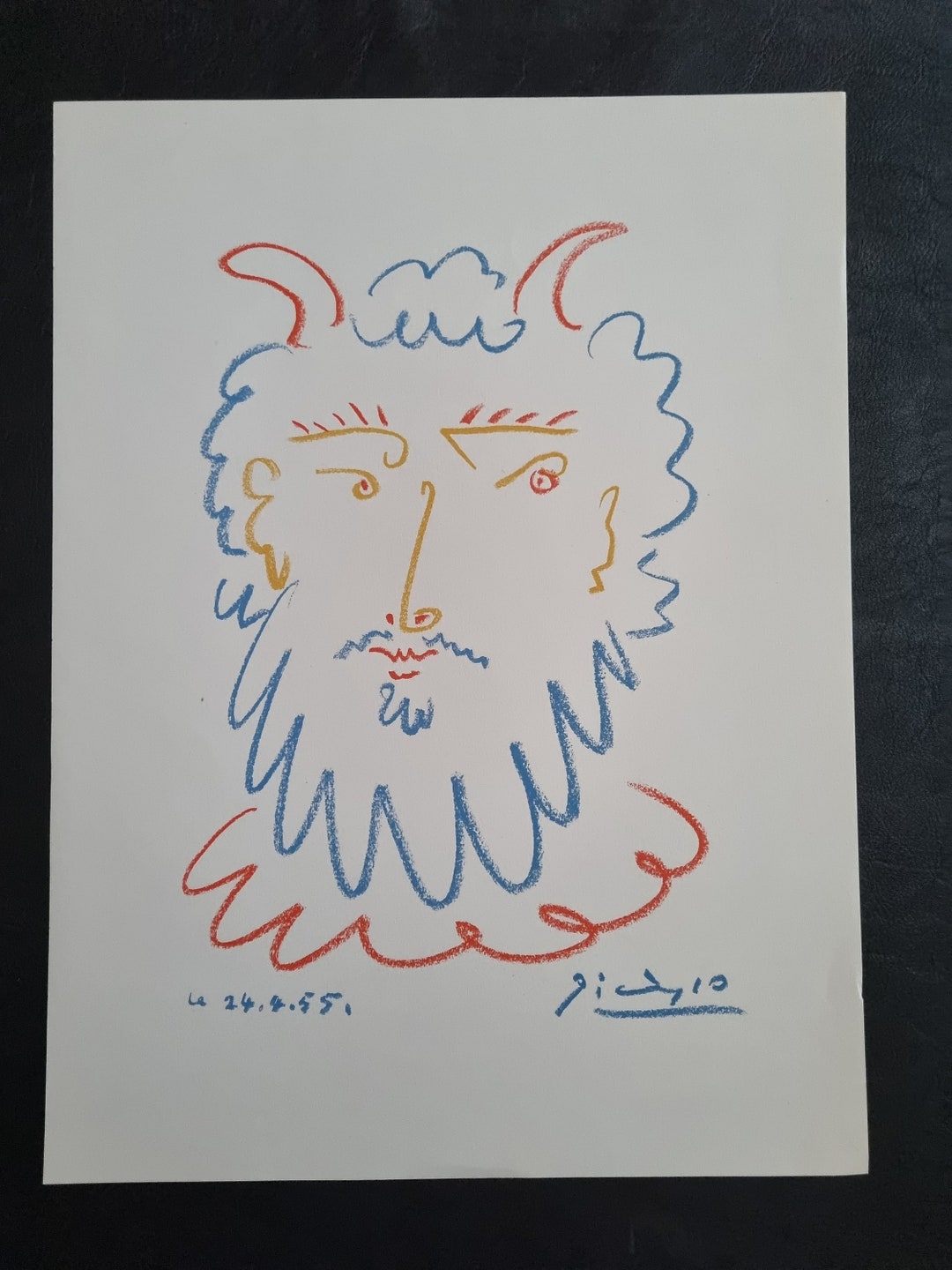 Pablo Picasso "head of a Faun, 1955" Vintage Lithograph From the 60s ...