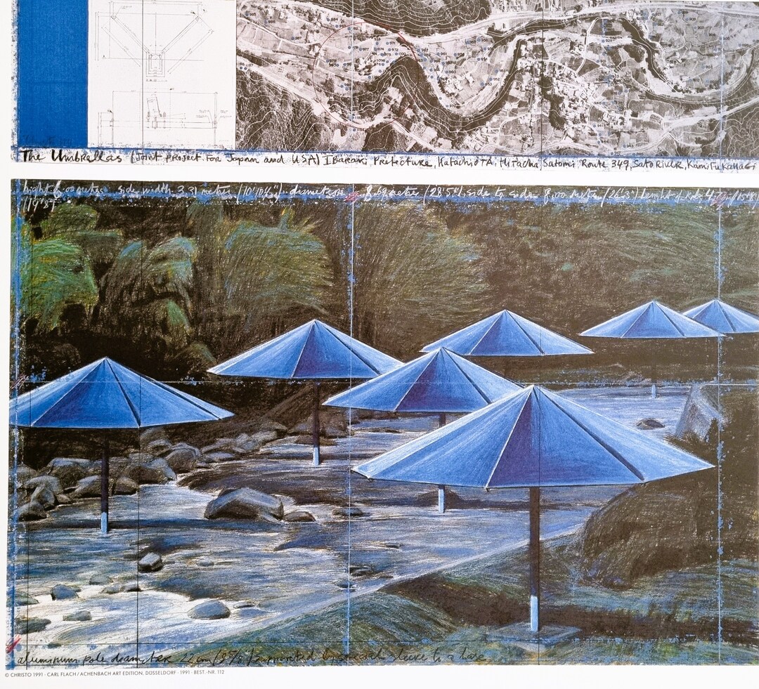 Christo and Jeanne-claude "the Umbrellas - Japan - USA 1991" Art ...