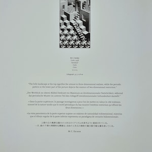 M.C. Escher "cycle, 1938" Monochrome Art Edition. Copyright, Title, and ...