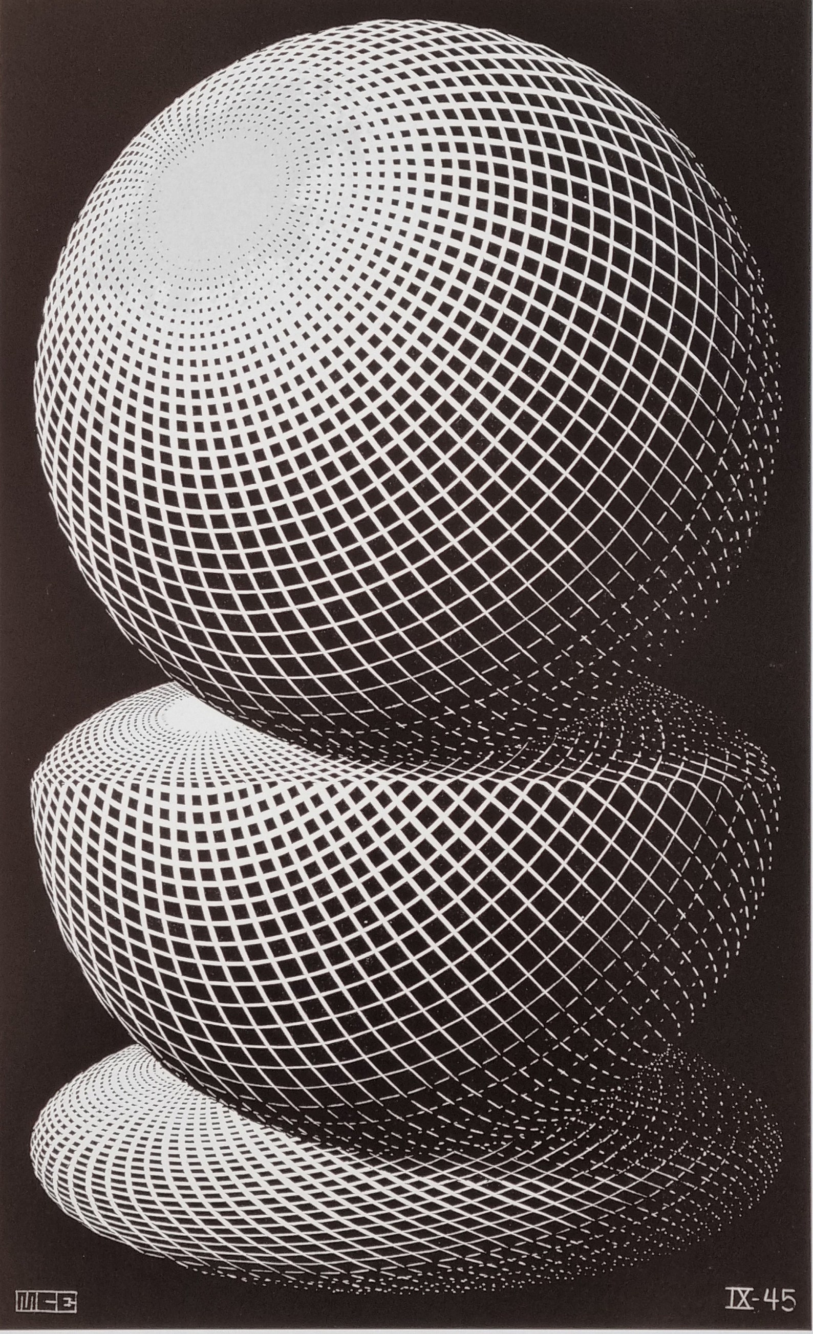 M.C. Escher "three Spheres I, 1945" Monochrome Art Edition. Copyright ...