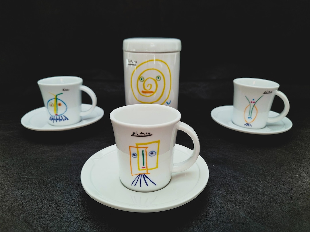 Pablo Picasso 3 Coffee Cups Plus Coffee Container Made in Italy ...