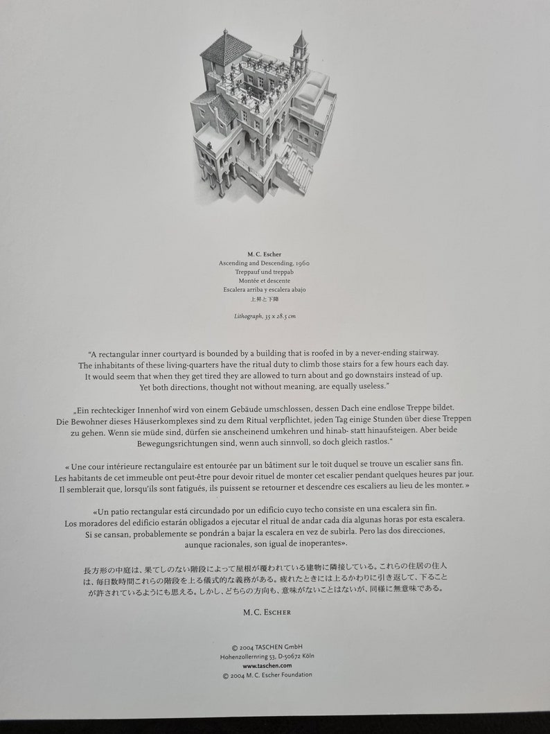 M.C. Escher ascendente E Descendente 1960 Title - Etsy