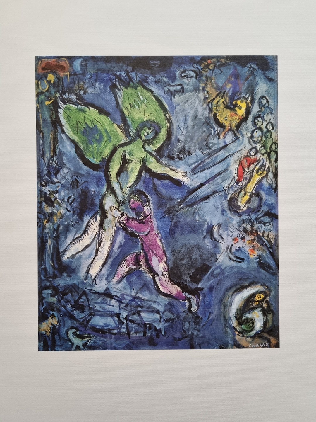 Marc Chagall „Jakobs Kampf mit dem Engel“ Lithographie aus den 1980er Jahren. - Etsy.de