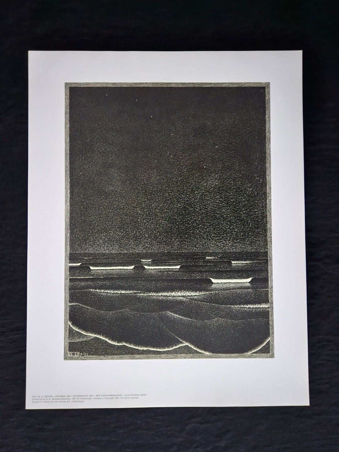 M.C. Escher fluorescent Sea, 1933 Vintage Edition Printed in Holland ...