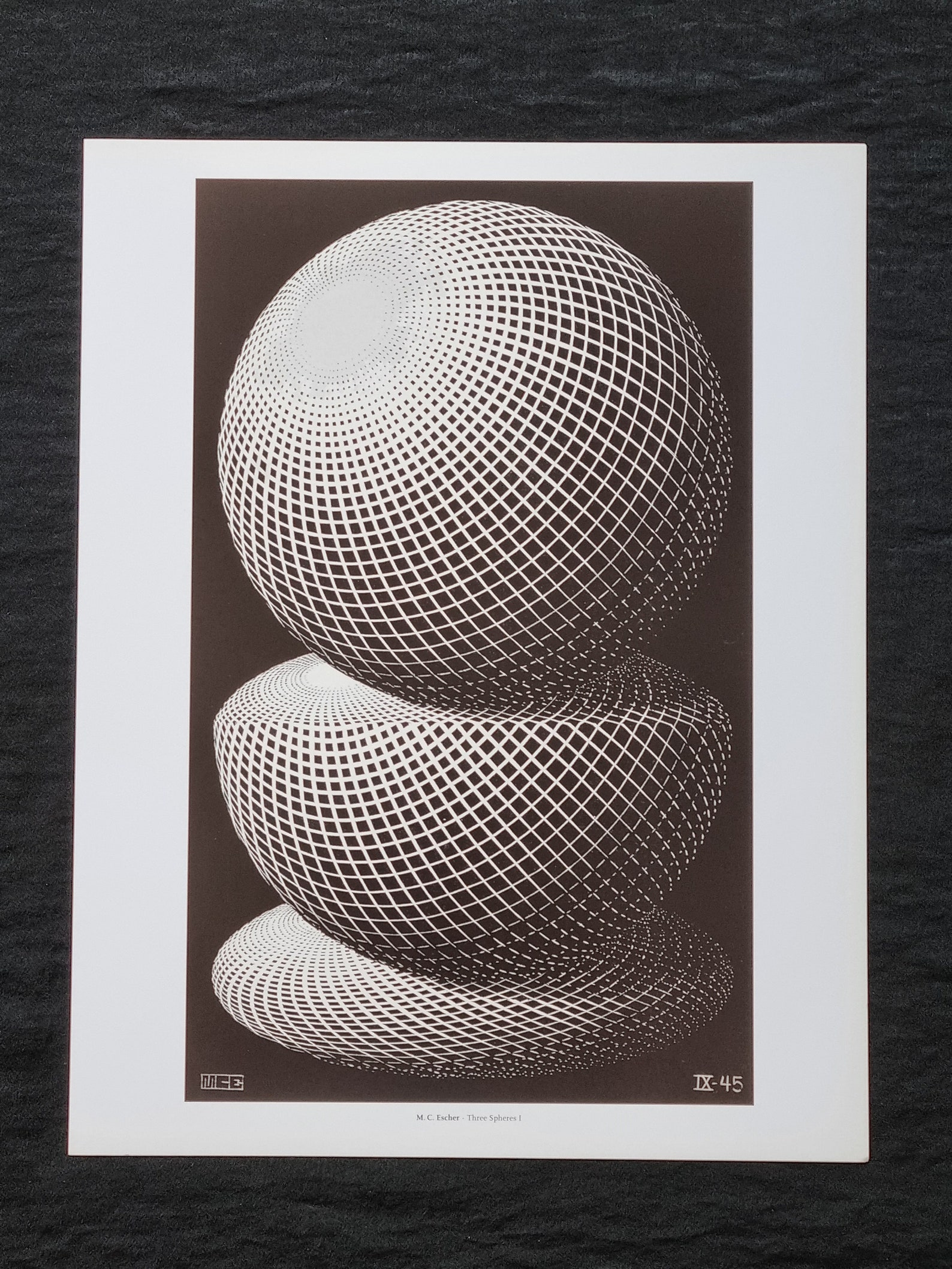 M.C. Escher "three Spheres I, 1945" Monochrome Art Edition. Copyright ...