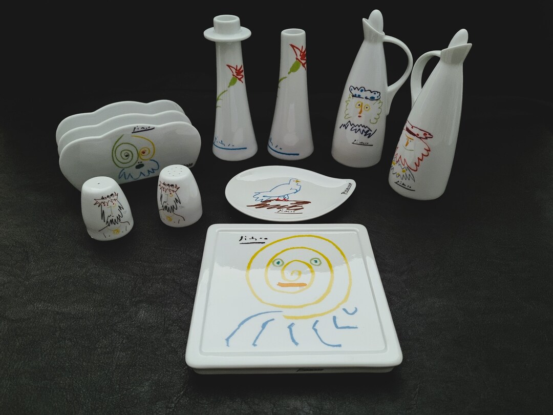 Pablo Picasso Collection of 9 Porcelain Objects for the Kitchen Made in ...