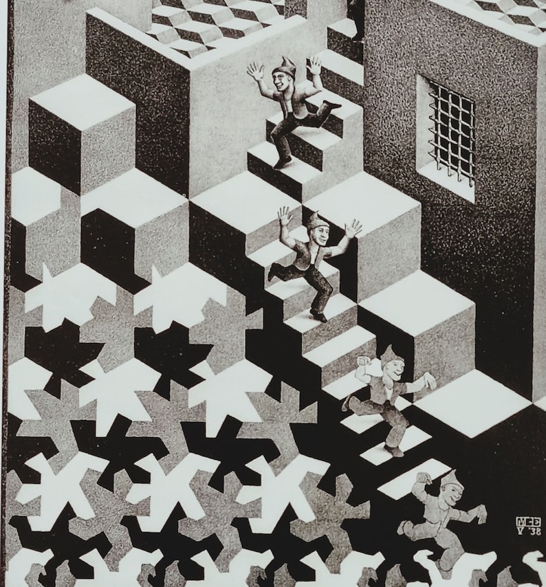 M.C. Escher "cycle, 1938" Monochrome Art Edition. Copyright, Title, and ...