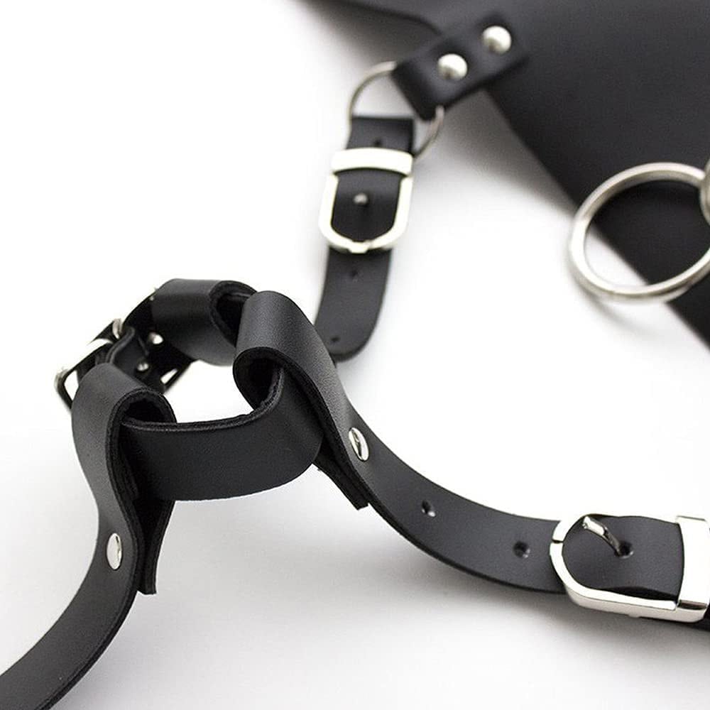 Leather Forced Orgasm Belt Restraints Harness Chastity Belt Magic Wand
