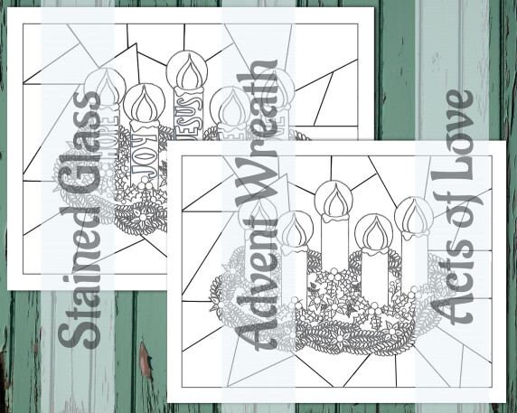 Stained Glass Advent Wreath, Advent Activity, Catholic, Advent Acts of ...