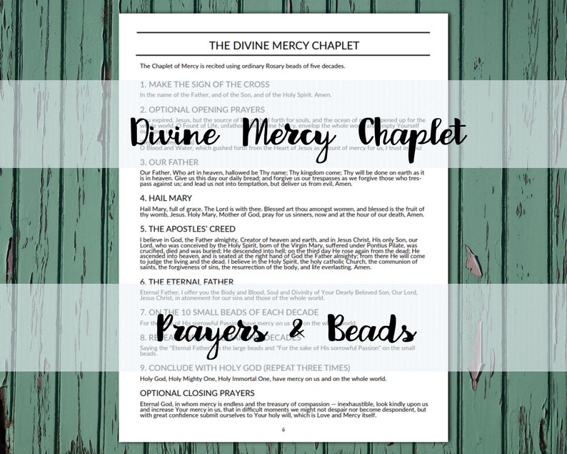 Divine Mercy Chaplet Prayer Guide - Catholic Faith (digital Download ...