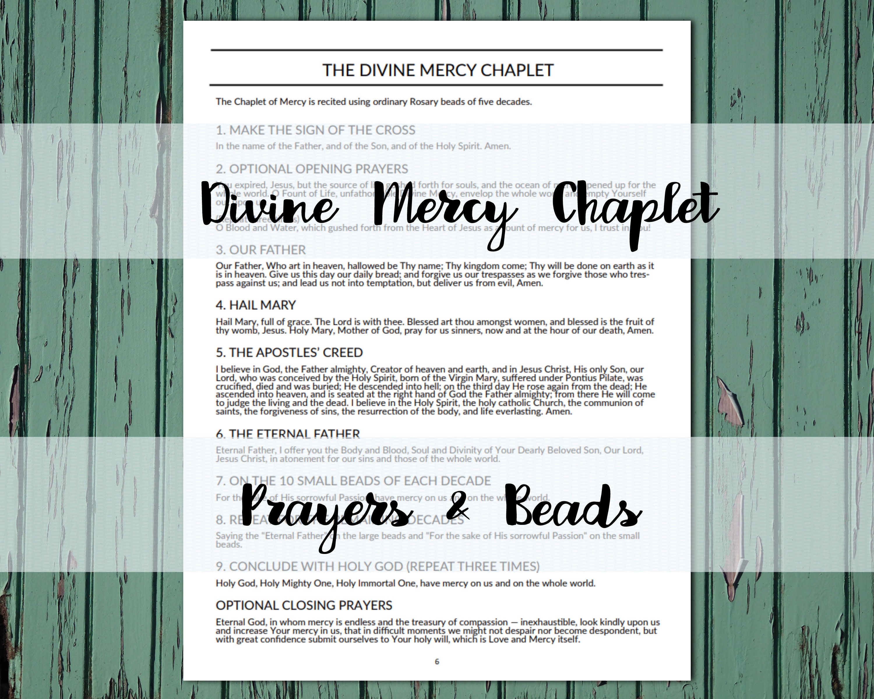 Divine Mercy Chaplet Prayer Guide - Catholic Faith (digital Download ...