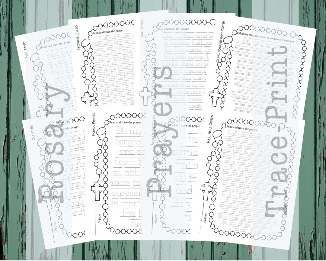Rosary Prayers Handwriting Practice: Catholic Education (digital ...