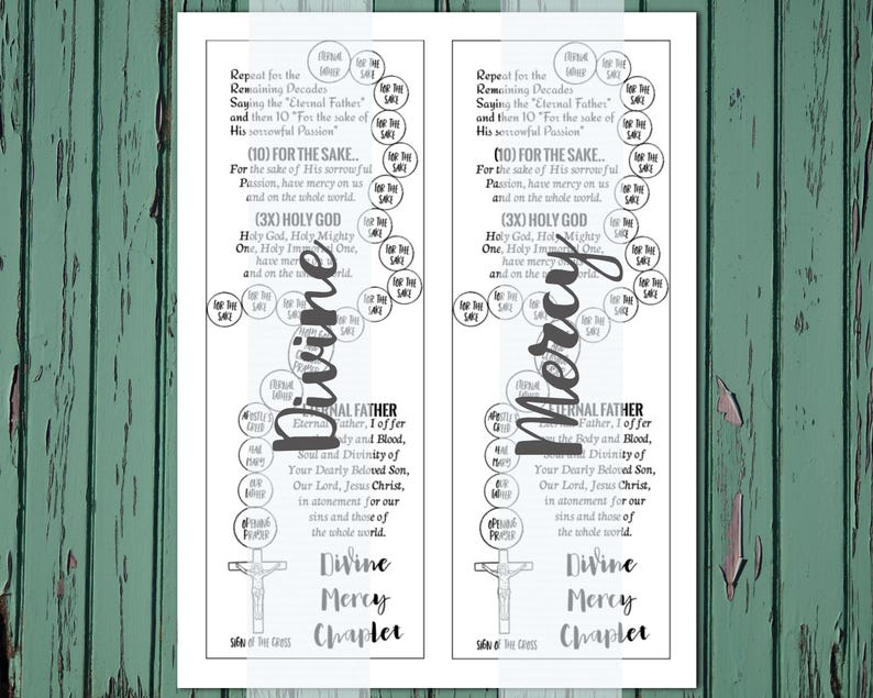 Divine Mercy Chaplet Bookmark: Catholic Prayer Guide (PDF) - Etsy