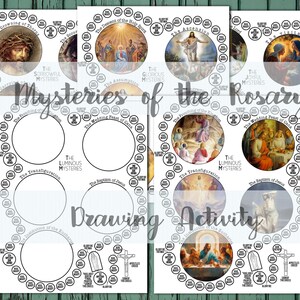 Rosary Mysteries Printable: Visual Guide & Drawing Activity (digital ...