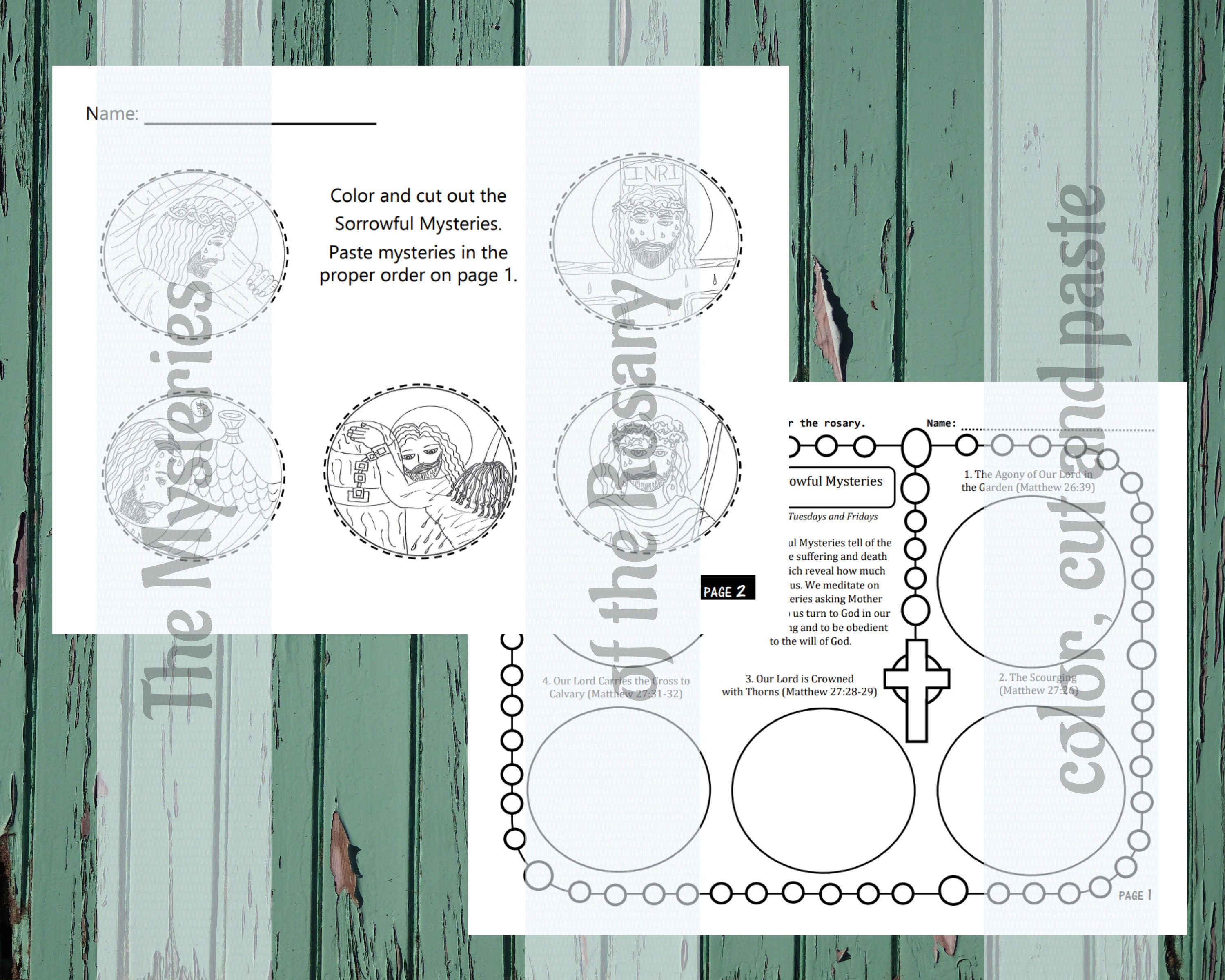 Mysteries of the Rosary Printable: Catholic School Activity (digital ...