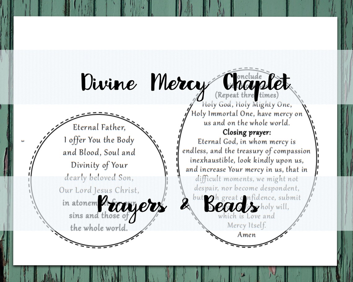 Divine Mercy Chaplet Prayer Guide - Catholic Faith (digital Download ...