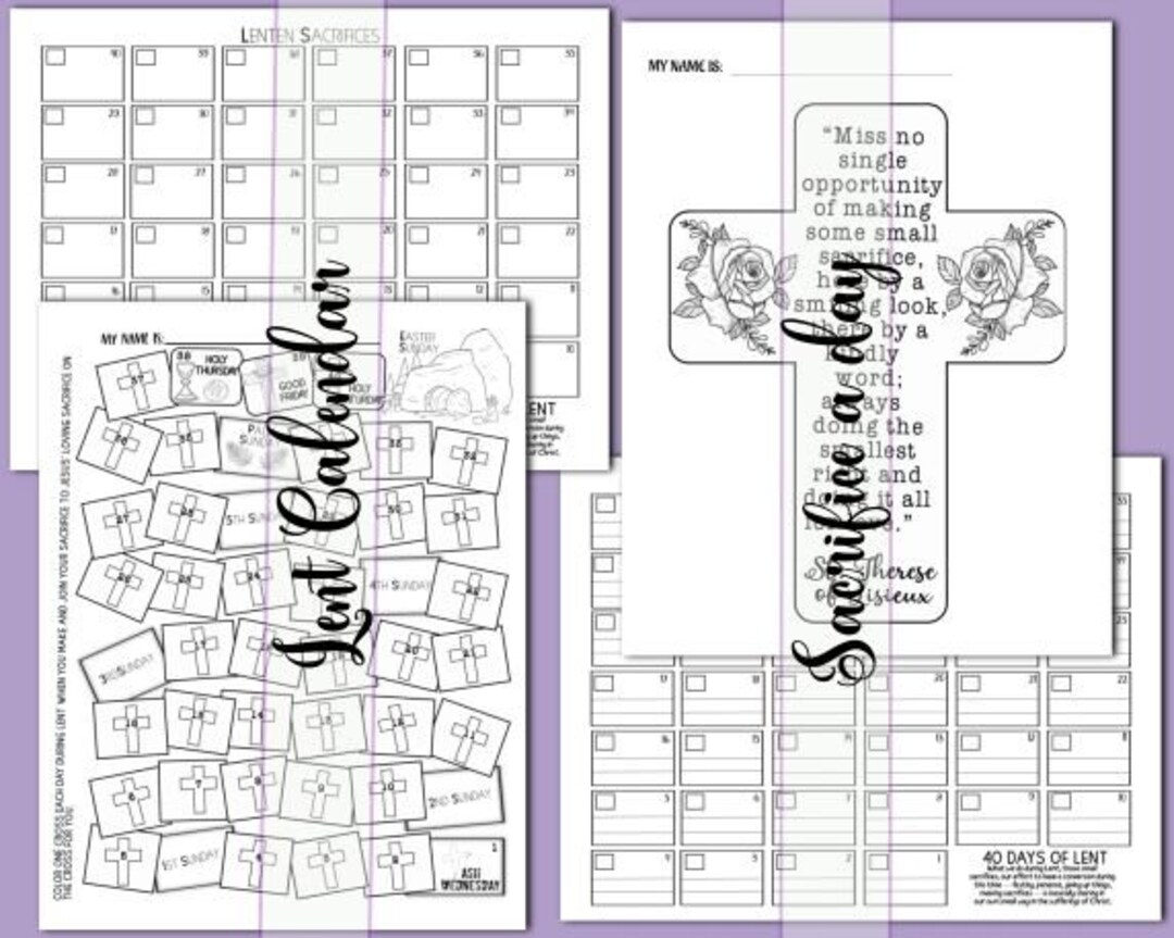Lent Calendar: 40 Days of Prayer & Sacrifice (digital Download) - Etsy