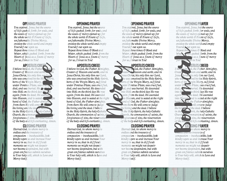 Divine Mercy Chaplet Bookmark: Catholic Prayer Guide (PDF) - Etsy