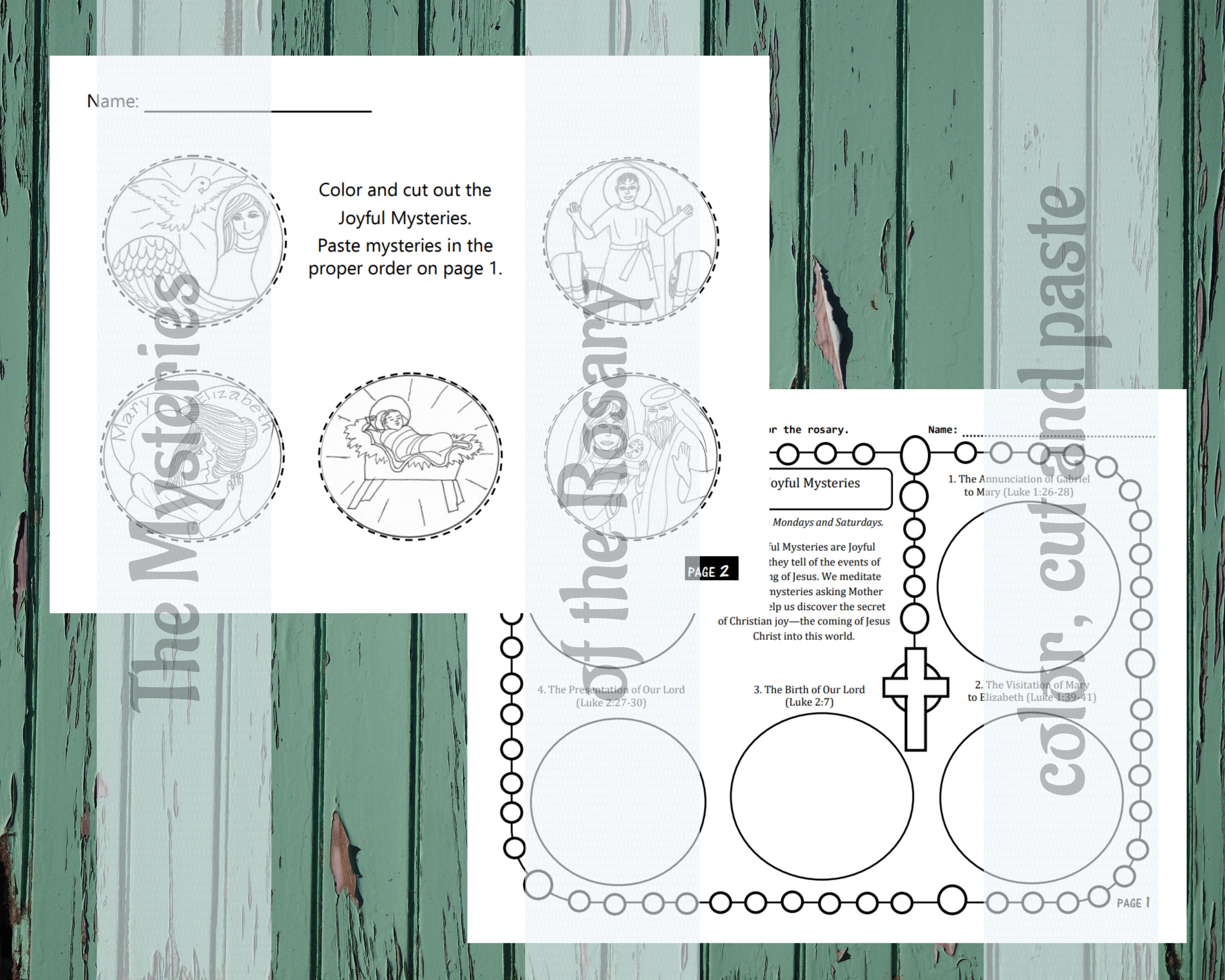 Mysteries of the Rosary Printable: Catholic School Activity (digital ...