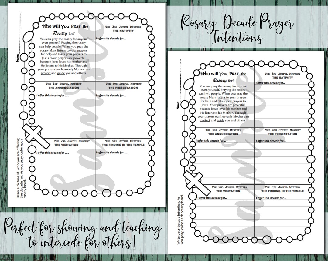 Rosary Decade Prayer Intentions Worksheet: Catholic Education (digital ...