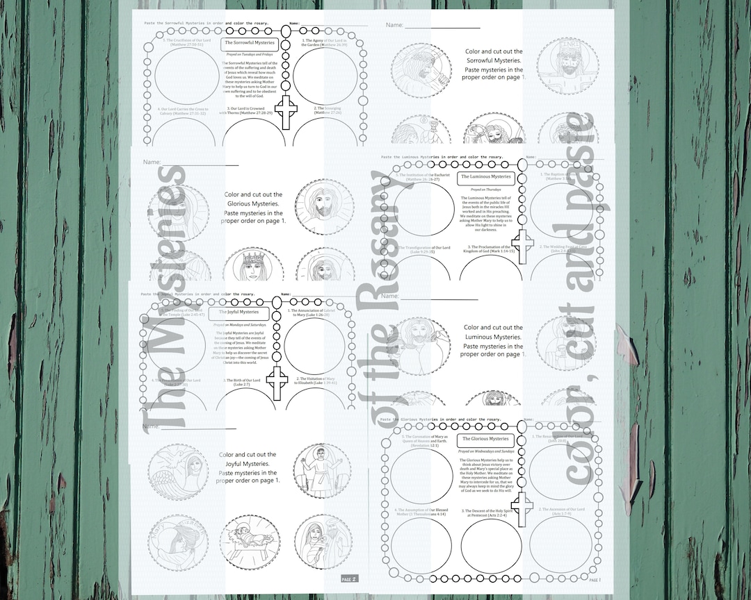 Mysteries of the Rosary Printable: Catholic School Activity (digital ...