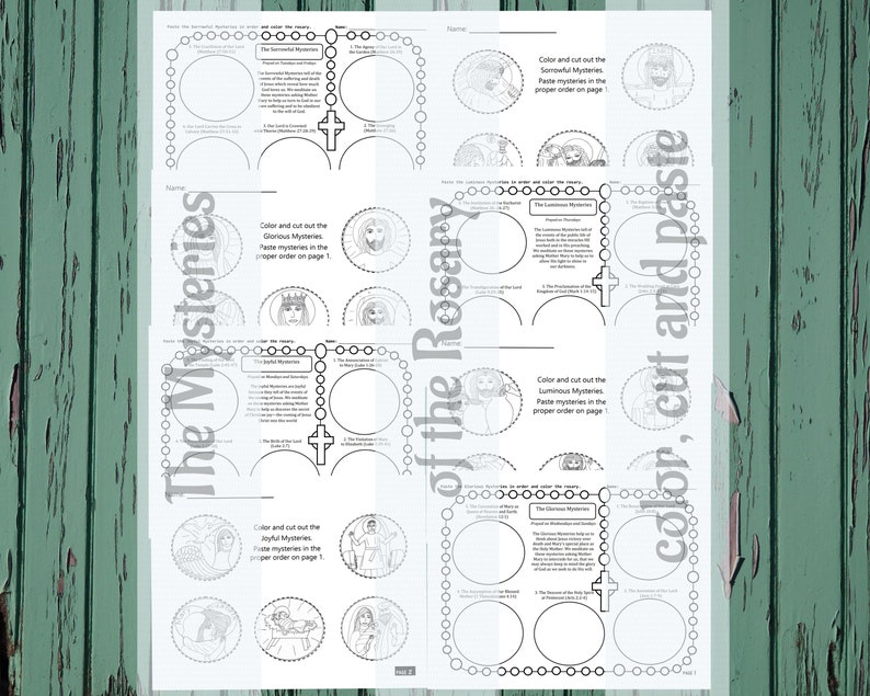Mysteries of the Rosary Printable: Catholic School Activity (digital ...