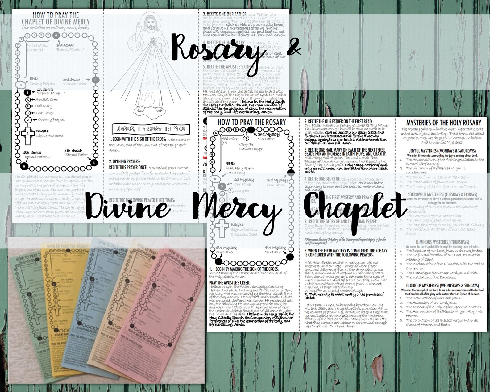 Rosary & Divine Mercy Chaplet Guide: Catholic Prayers (digital Download ...
